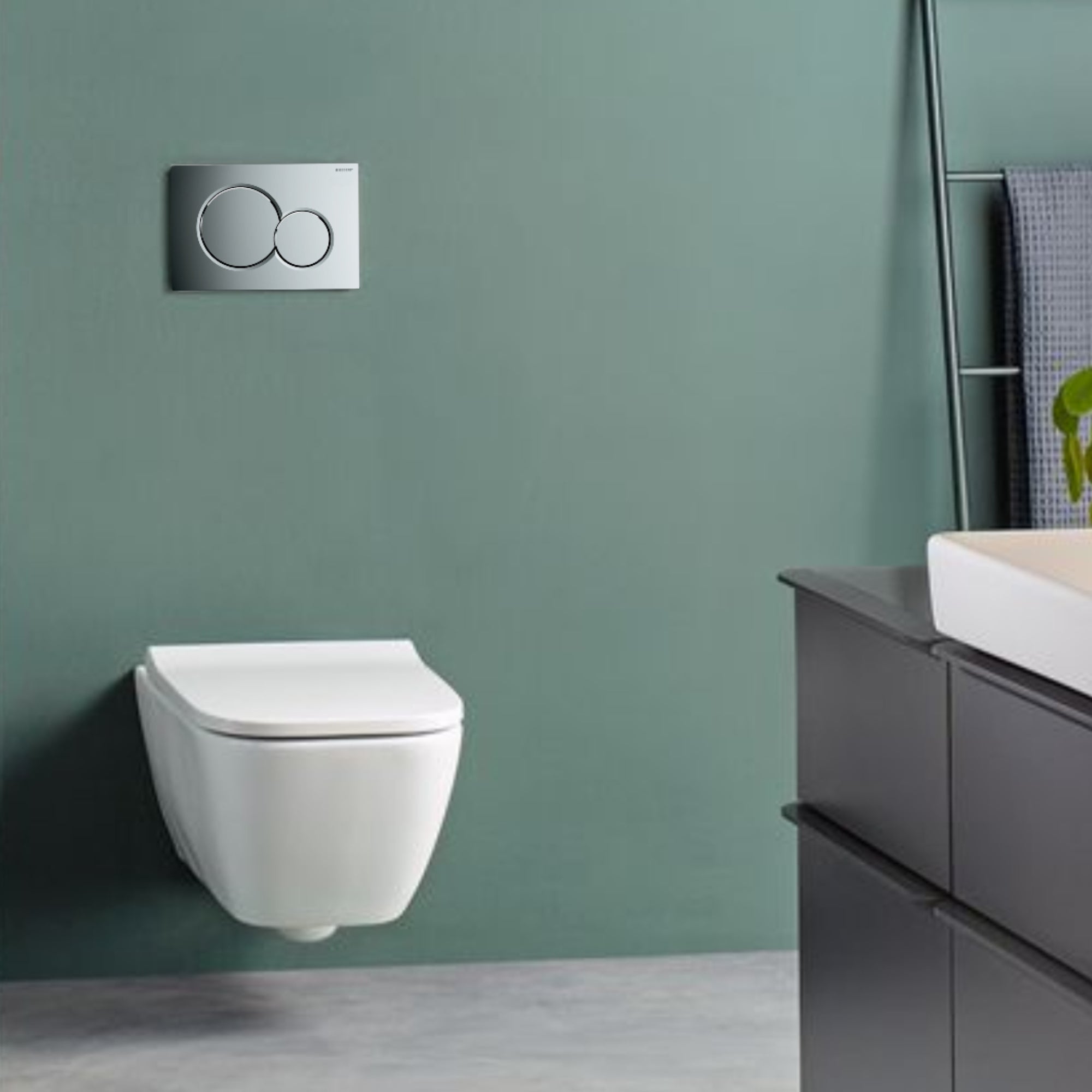 Geberit Sigma Slimline 1140mm Frame & Sigma01 Round – Soaque