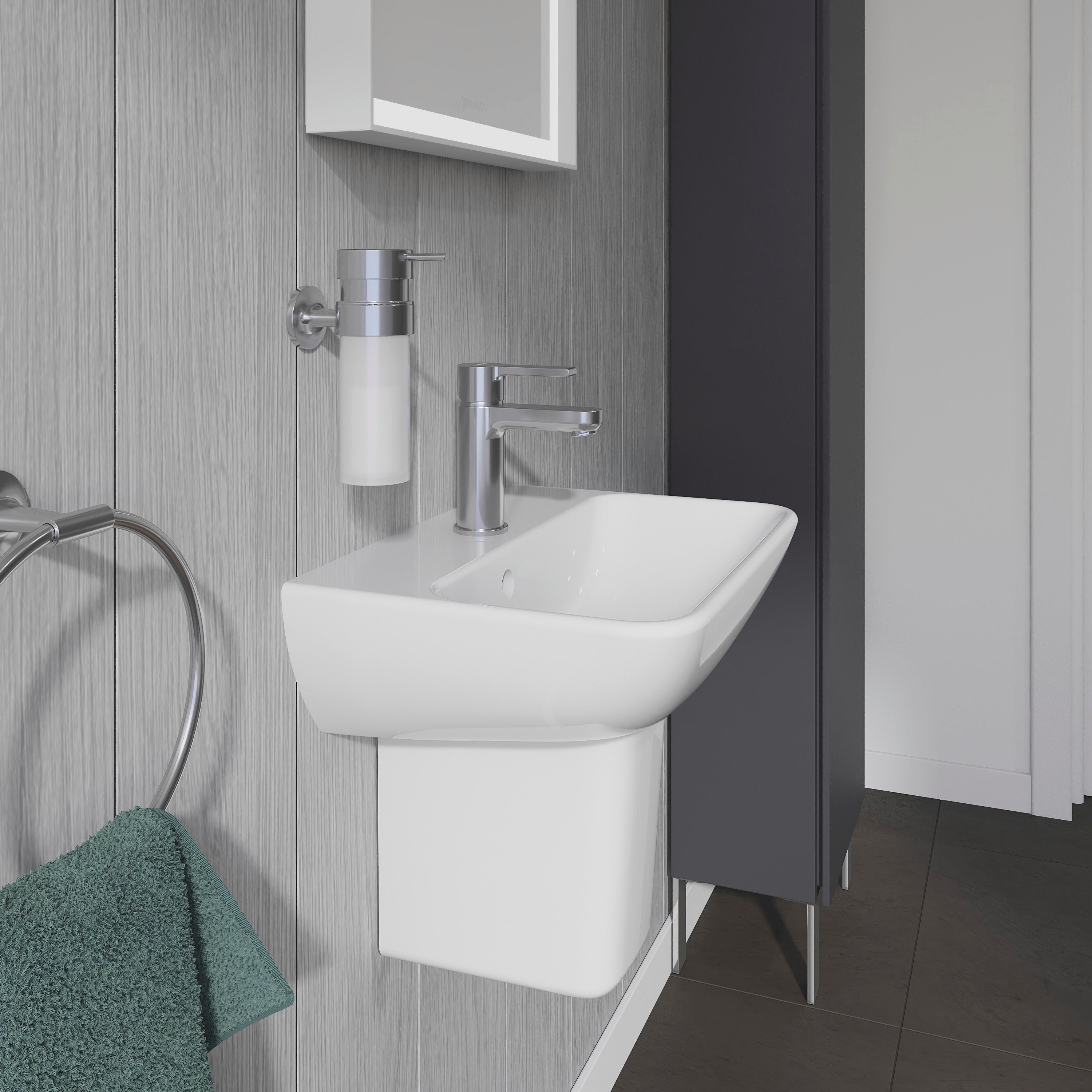 Duravit ME by Starck Hand Basin & Semi Pedestal | Shop Now at Soaque
